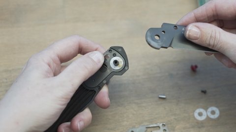 Connecting Knife Spine Handle Making Pocketknife Stock Footage Video ...