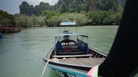 Thai Longtail Passenger Boat Travel Guided Stock Footage Video (100% ...