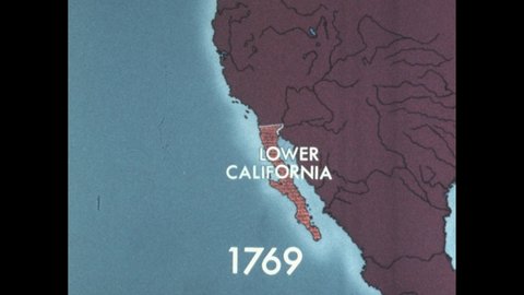 1850s Map Lower California 1769 La Stock Footage Video (100% Royalty ...