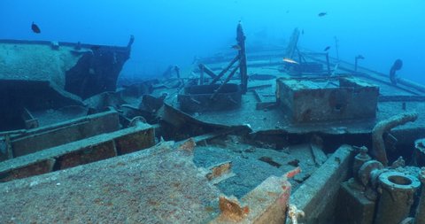 Ship Wreck Scenery Underwater Shipwreck Metal Stock Footage Video (100% ...