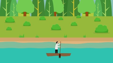 Young Man Animation Holding Paddle While Stock Footage Video (100% ...