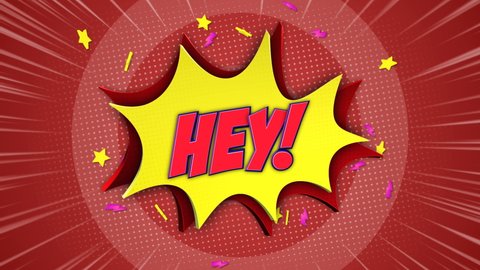Hey Comic Text Animation Alpha Matte Stock Footage Video (100% Royalty ...