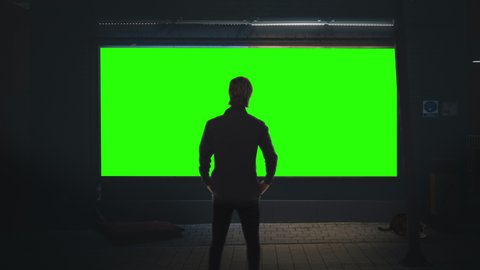 Street Billboard Man Looking Green Screen Stock Footage Video (100% ...