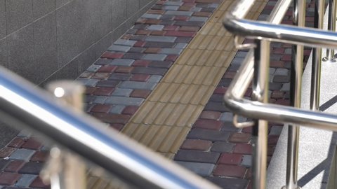 Ramp Chrome Handrails Walkway Made Tactile Stock Footage Video (100% ...