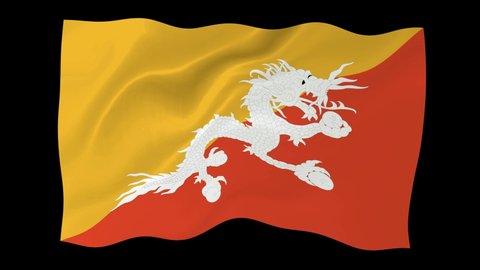 Bhutan Flag Waving Animated Black Background Stock Footage Video (100% ...