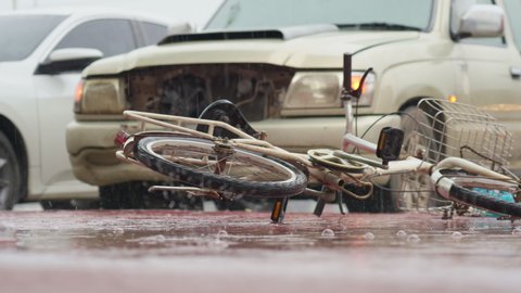 Bicycle Falling Down On Road Front Stock Footage Video (100% Royalty ...