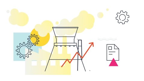 Carbon Emissions Industrial Pollution Animated Illustration Stock ...