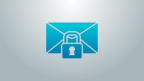 Blue Line Mail Message Lock Password Stock Footage Video (100% Royalty ...