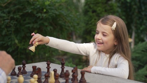 Portrait Smiling Little Girl Chess Player Stock Footage Video (100% ...