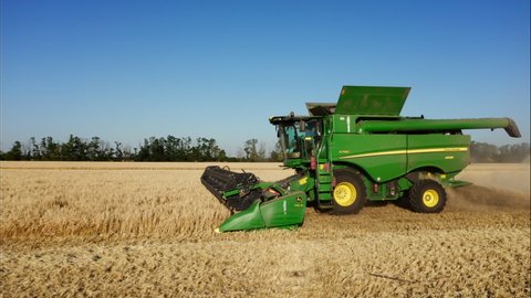 John Deere Harvester Works Field Combine Stock Footage Video (100% ...
