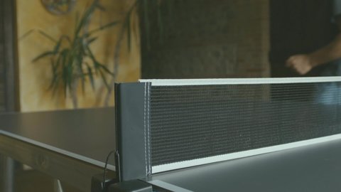 Man Approaches Table Tennis Table Bats Stock Footage Video (100% ...