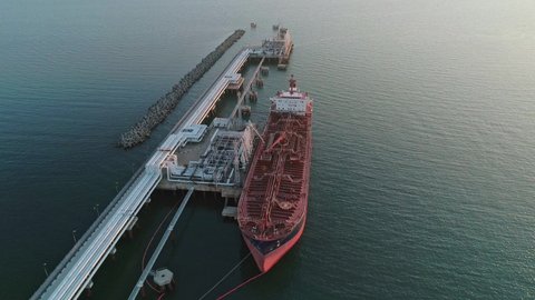 Aerial View Tanker Loading Oil Berth Stock Footage Video (100% Royalty ...