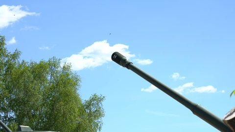 Barrel Howitzer Gun Points Into Clear Stock Footage Video (100% Royalty ...