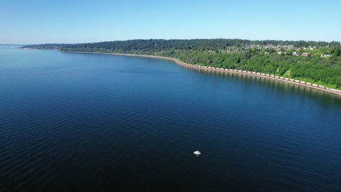 Puget Sound Blue Ocean Water Aerial Stock Footage Video (100% Royalty ...