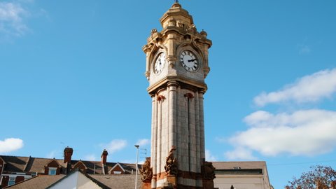 Exeter Circa 2022 Revealing Imposing Clock Stock Footage Video (100% ...