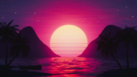 Lofi Loop Tropical Island Vaporwave Synthwave Stock Footage Video (100% ...