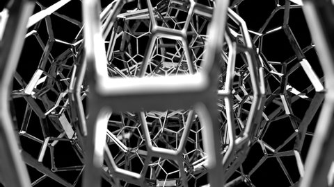 Vj Metallic Wireframe Polyhedron Black White Stock Footage Video (100% ...
