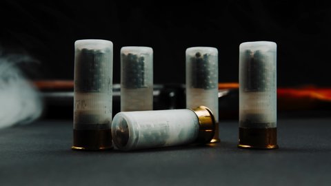 Closeup Shotgun Shell Smoke Against Dark Stock Footage Video (100% ...