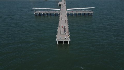 Flying Over Coney Island Pier Towards Stock Footage Video (100% Royalty ...