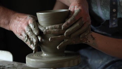 4k Video During Pottery Workshop Potter Stock Footage Video (100% ...
