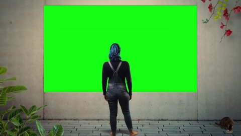 Girl Outside Wall Panel Green Screen Stock Footage Video (100% Royalty ...