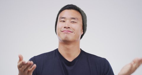 Portrait Funny Asian Man Dancing Doing Stock Footage Video (100% ...