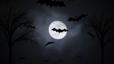 Animated View Bats Flying Against Moon Stock Footage Video (100% ...