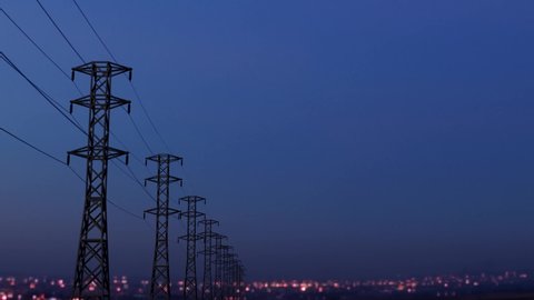 Electricity Power Lines City Lights 3d Stock Footage Video (100% ...
