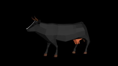 Low Poly Black Cow Walk Animationfull Stock Footage Video (100% Royalty ...