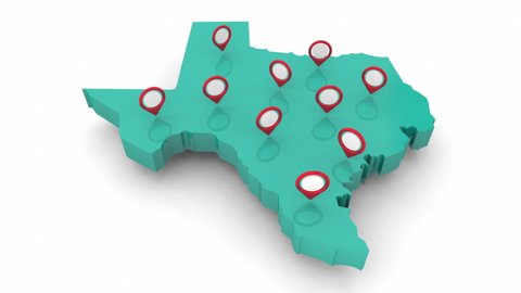 Texas Map Pin Travel Locations Destinations Stock Footage Video (100% ...