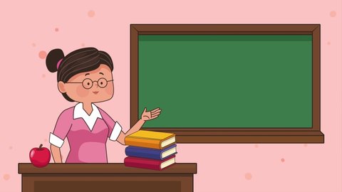 Female Teacher Classroom Animation 4k Video Stock Footage Video (100% ...