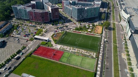 Drone Aerial View Modern Building Residential Stock Footage Video (100% ...