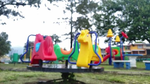 Rain Playground Carousel Colors Stock Footage Video (100% Royalty-free ...