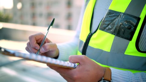 Checklist Writing Clipboard Safety Man On Stock Footage Video (100% ...
