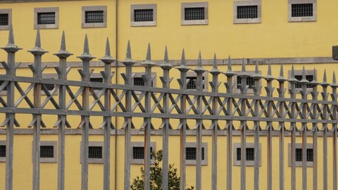 Yellow Prison Building Wall Barred Windows Stock Footage Video (100% ...
