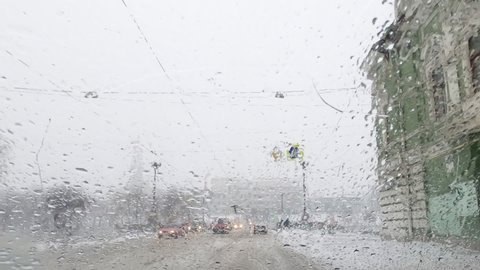 Rainy Winter Weather Global Warming City Stock Footage Video (100% ...