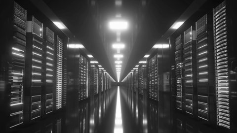 Modern Working Data Center Rack Servers Stock Footage Video (100% ...