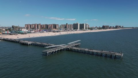 Flying Counter Clockwise Around Coney Island Stock Footage Video (100% ...