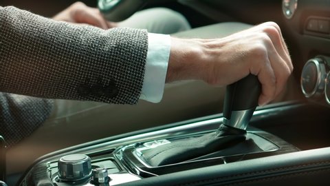 Car Owner Switching Automatic Transmission Driving Stock Footage Video ...