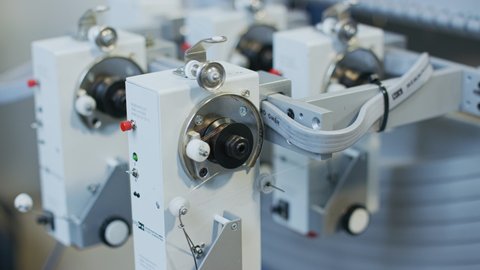 Automated Industrial Machinery Wrapping Metal Wire Stock Footage Video ...