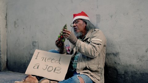 4k Asian Homeless Man Wrapped Blanket Stock Footage Video (100% Royalty ...