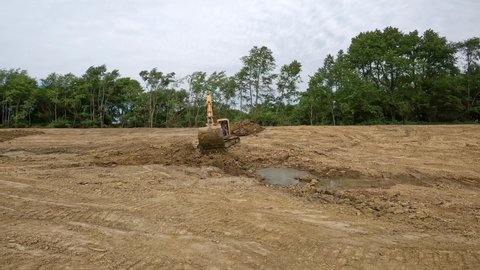 Hydraulic Excavator Digging Dirt Bottom Pond Stock Footage Video (100% ...
