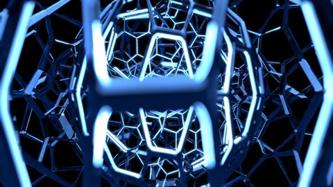 Vj Metallic Wireframe Polyhedron Blue 3d Stock Footage Video (100% ...