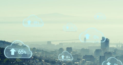 Animation Multiple Cloud Icons Increasing Percentage Stock Footage Video (100% Royalty-free ...