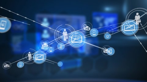 Animation Network Digital Icons Over Screens Stock Footage Video (100% ...