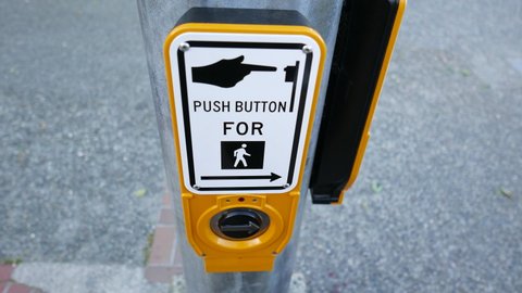 Pushing Pedestrian Button Crossing Street 4k Stock Footage Video (100% ...