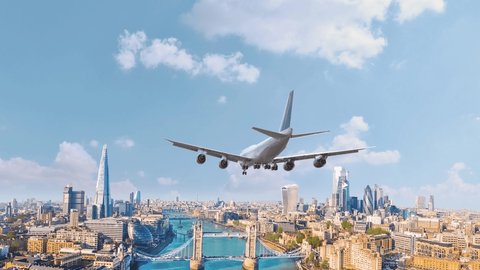 Airliner Flying Landing London England Airplane Stock Footage Video ...