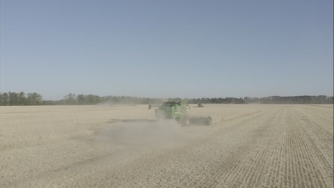 Combine Harvesting Wheat Top View Wheatfield Stock Footage Video (100% ...