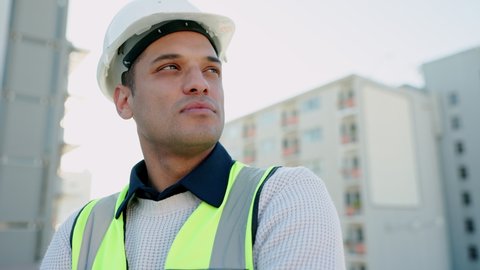 Contractor Man Building Construction Worker Thinking Stock Footage ...