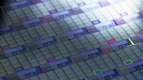 Fullframe Looped Spinning Silicone Microchip Wafer Stock Footage Video ...